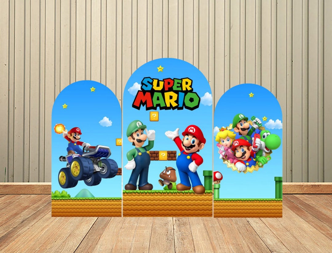 Cartoon Super Mario Bros Double-sided Arch Backdrop Wall for Newborn ...