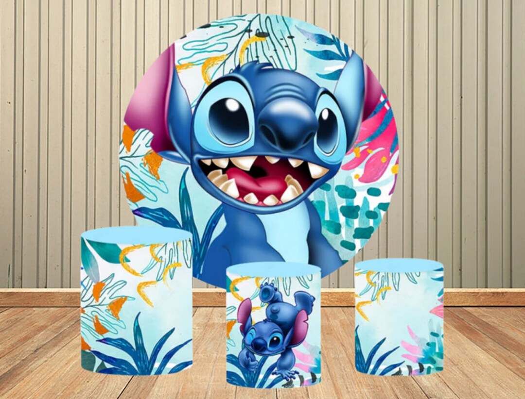 Lilo & Stitch Backdrop Round Cover Girls Newborn Birthday Party Circle ...