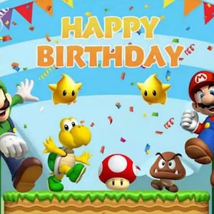 Mario Game Theme Photography Backdrop Cloth Children's Birthday Party ...