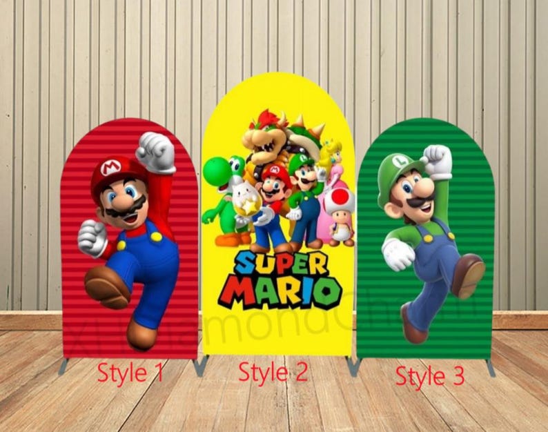 Super Mario Brothers Arch Backdrop Kids Birthday Party Decoration Boys ...