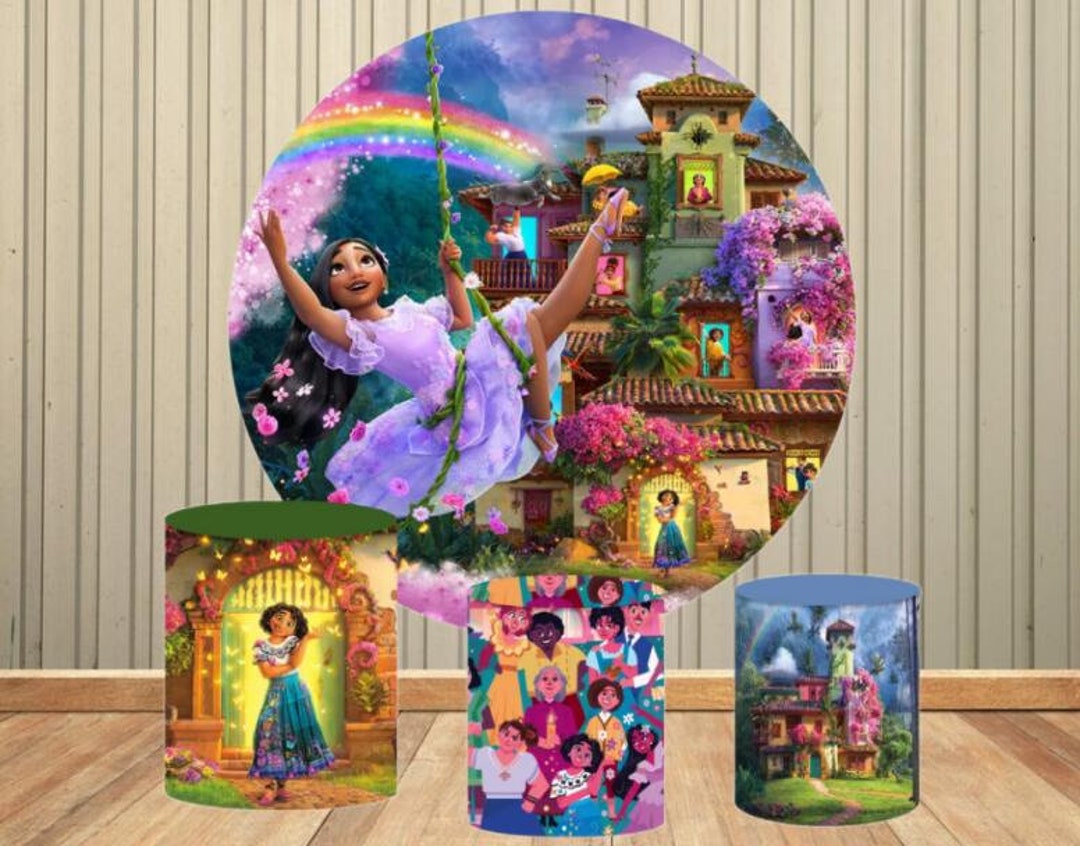 Cartoon Encanto Girls Birthday Round Backdrop Disney Custom Baby Shower ...