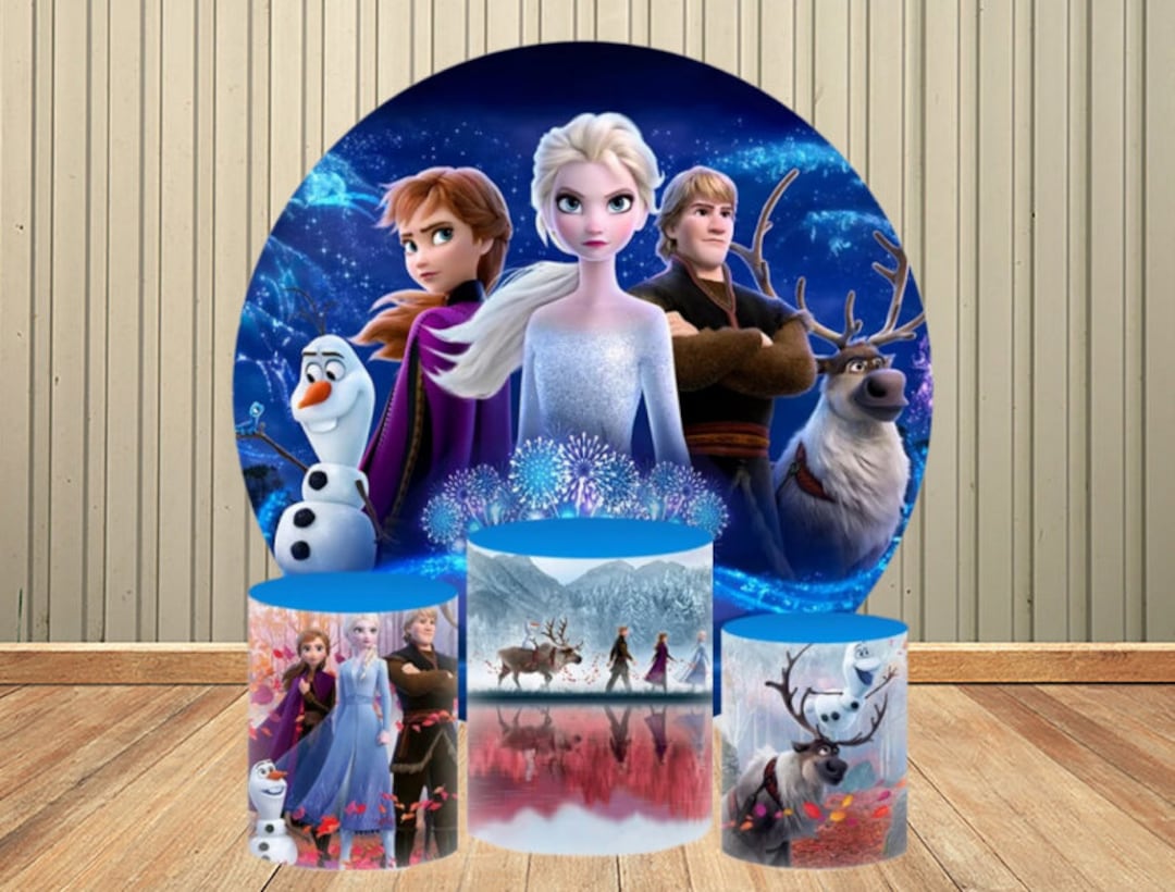 Frozen Princess Circle Round Backdrop Cover Anna and Elsa Background ...