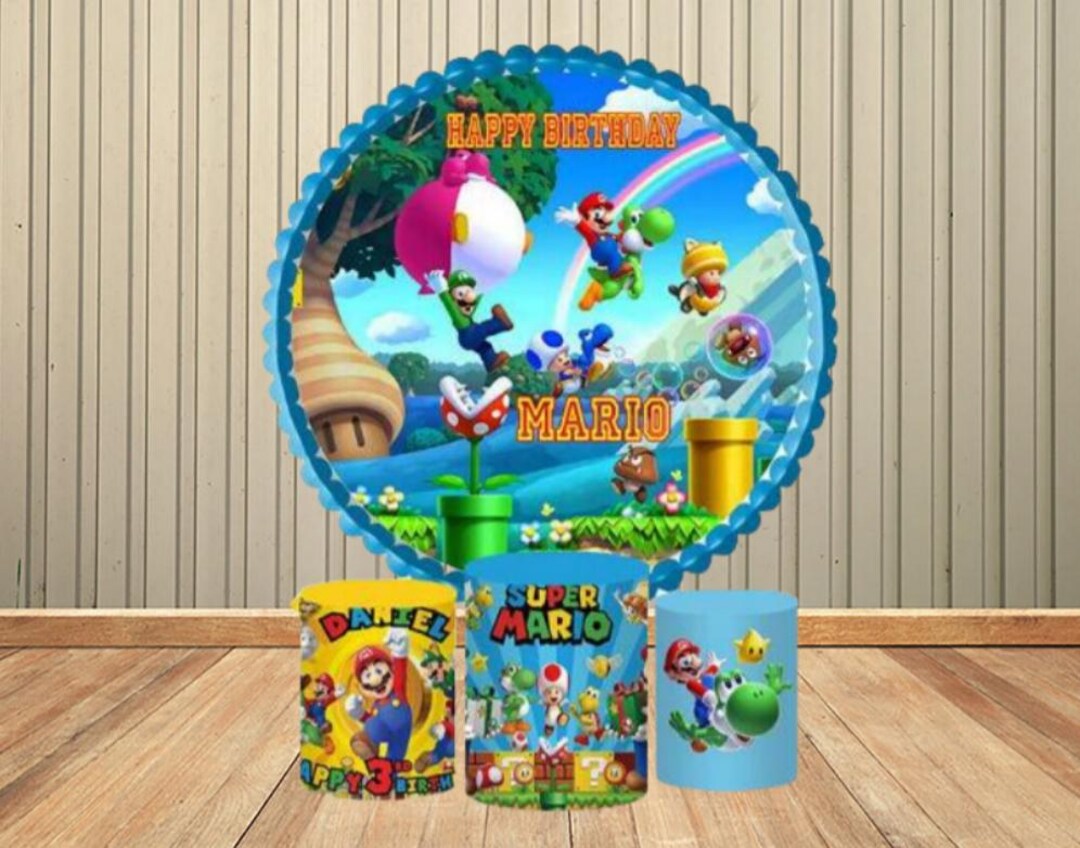 Super Mario Bros Cylinder Cover Round Backdrop Photo Photography for ...