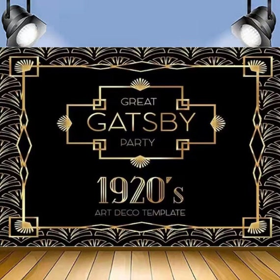 Roaring 20s Backdrop 9x6ft - Great Gatsby Vintage Black Gold Photo ...