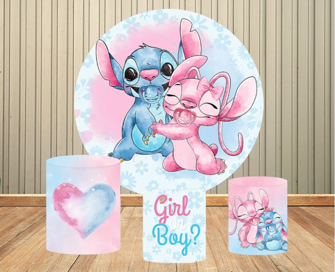 Lilo & Stitch Round Backdrop Cover Gender Reveal Party Supplies Decor ...