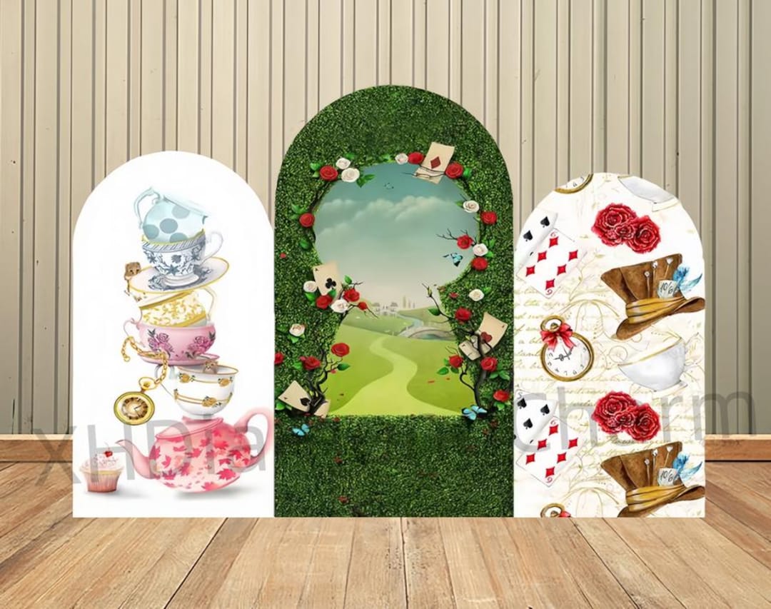 Alice in Wonderland Arch Backdrop Double-sided Arch Cover Tea Party ...