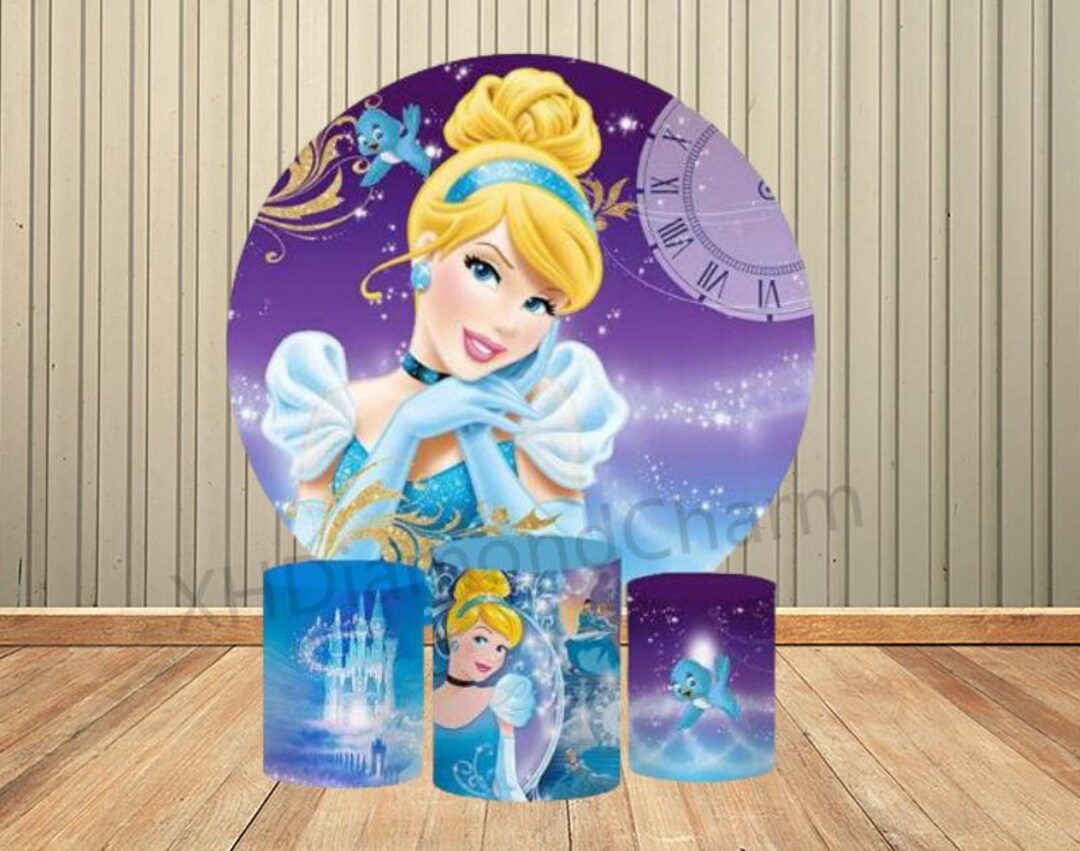 Disney Cinderella Princess Round Backdrop Girls Castle Birthday Baby ...