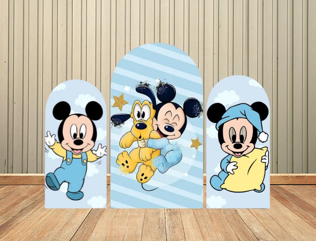 Cartoon Blue Mickey Mouse Double-sided Arch Cover Backdrop Wall for ...