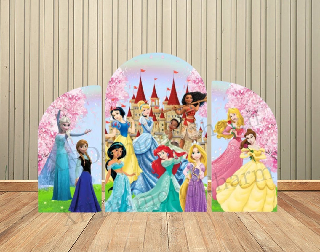 Disney Princess Theme Birthday Arch Backdrop Cover Sakura Castle Kids ...