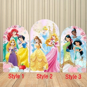 Disney Princess Arch Backdrop Cover Girls Happy Birthday Party Decor ...