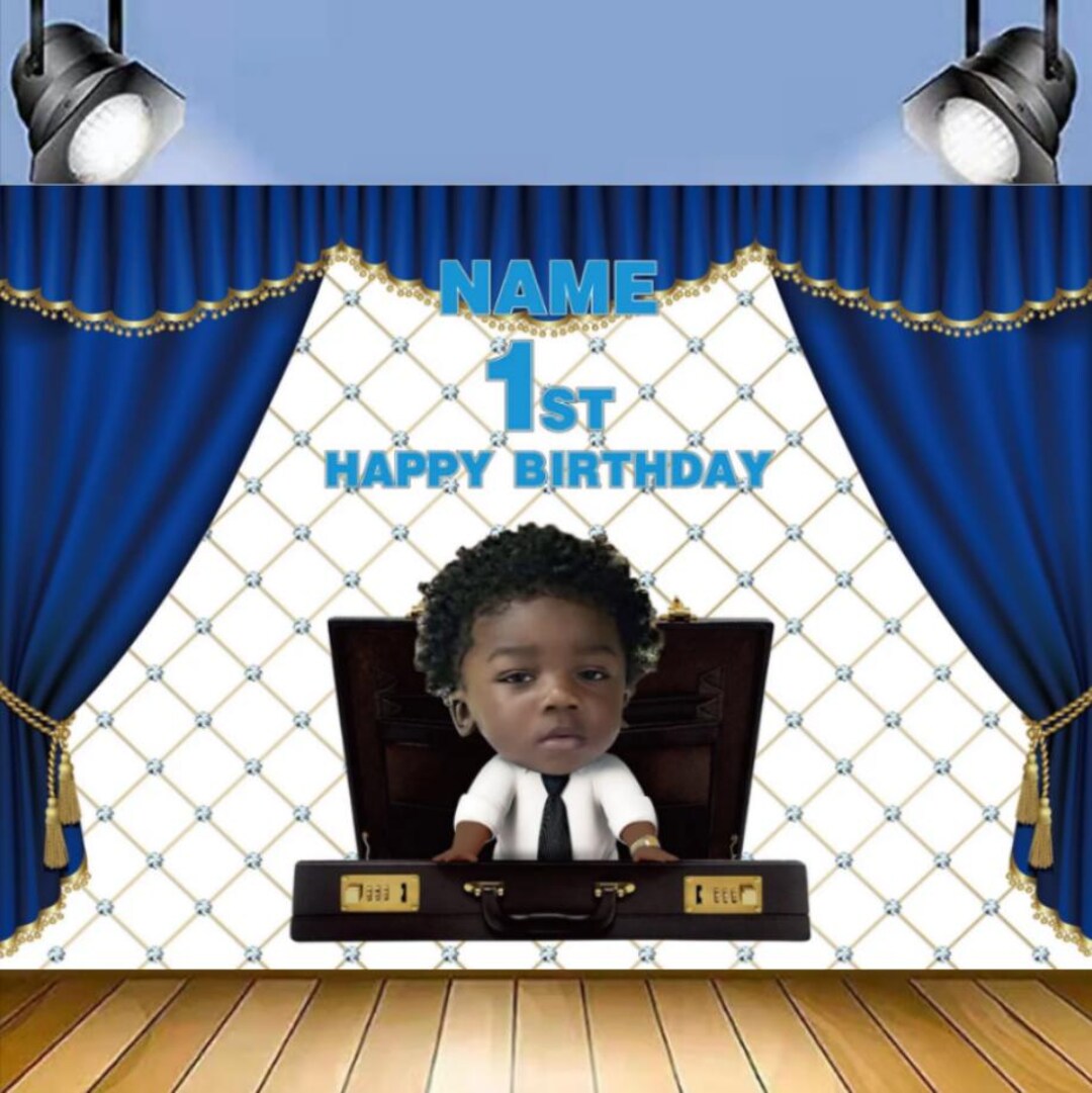 Cartoon Boss Kid Photography Backdrop Baby Shower Party Backdrop With ...