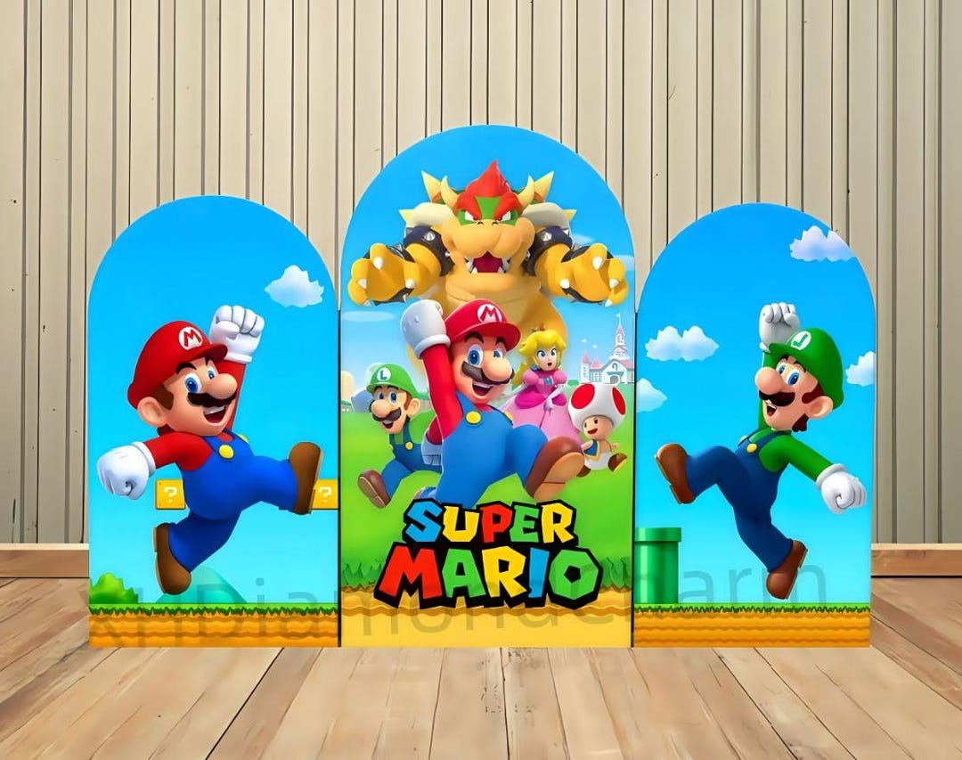 Cartoon Double-sided Arch Backdrop Super Mario Bros Backdrop Wall ...
