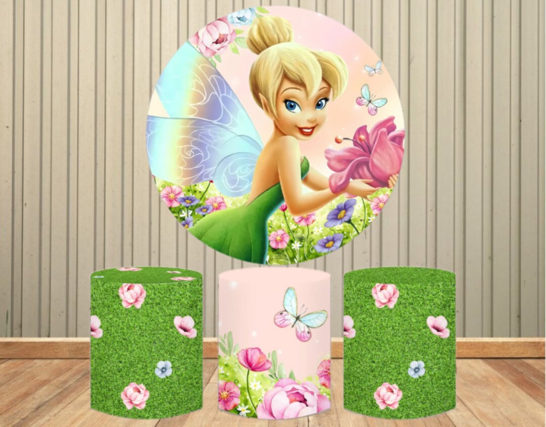 Cartoon Fairy Round Backdrop Birthday Party Green Photo Background ...