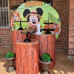 Wood Texture Round Cylinder Plinth Covers Background Elastic Fabric ...