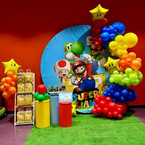Super Mario Bros Round Backdrop Kids Boys Birthday Party Cartoon ...