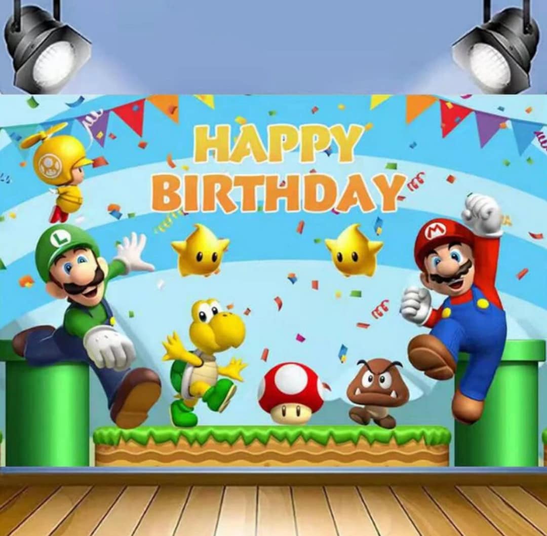 Mario Game Theme Photography Backdrop Cloth Children's Birthday Party ...