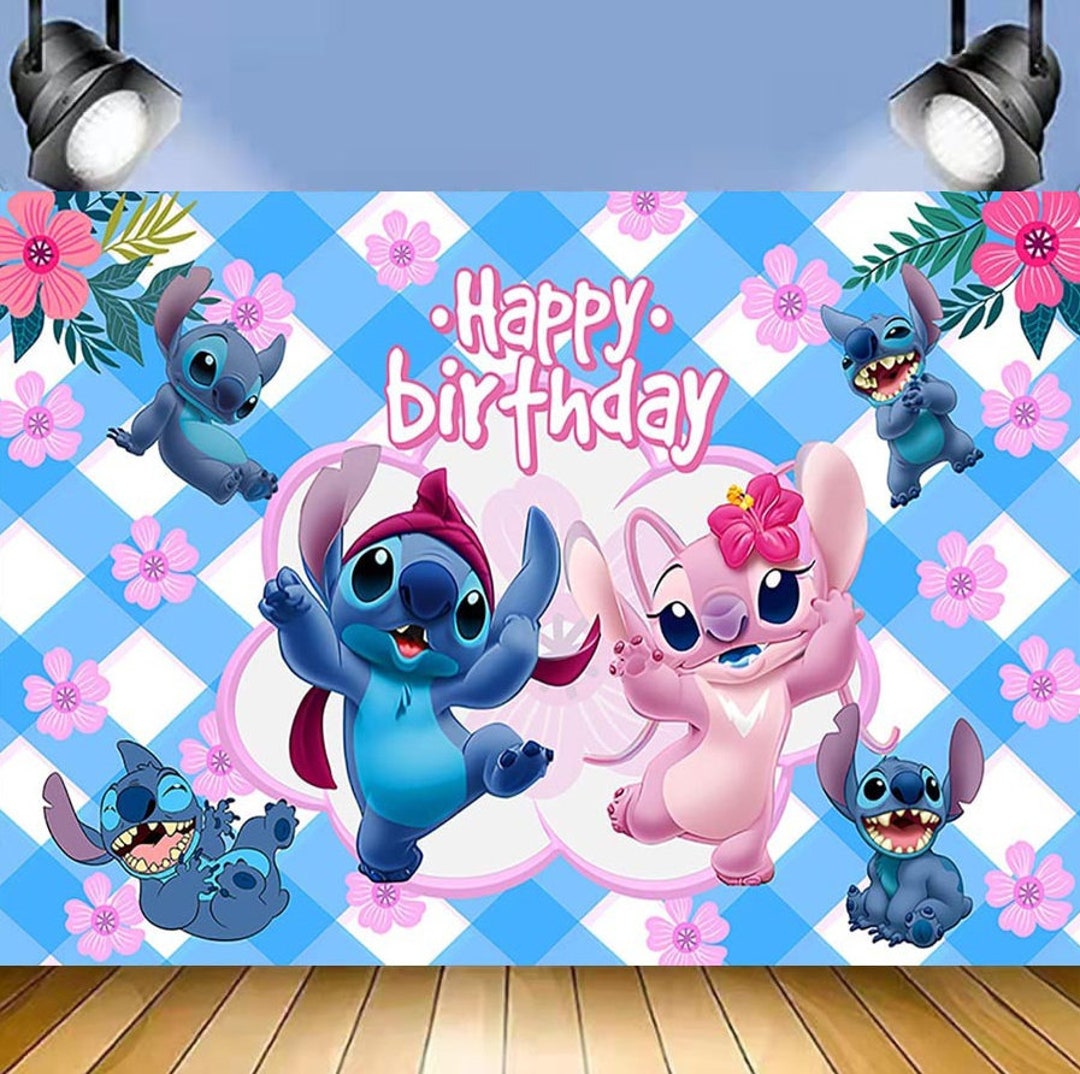 Cartoon Lilo and Stitch Photography Backdrop Disney Kids Girl 1st ...