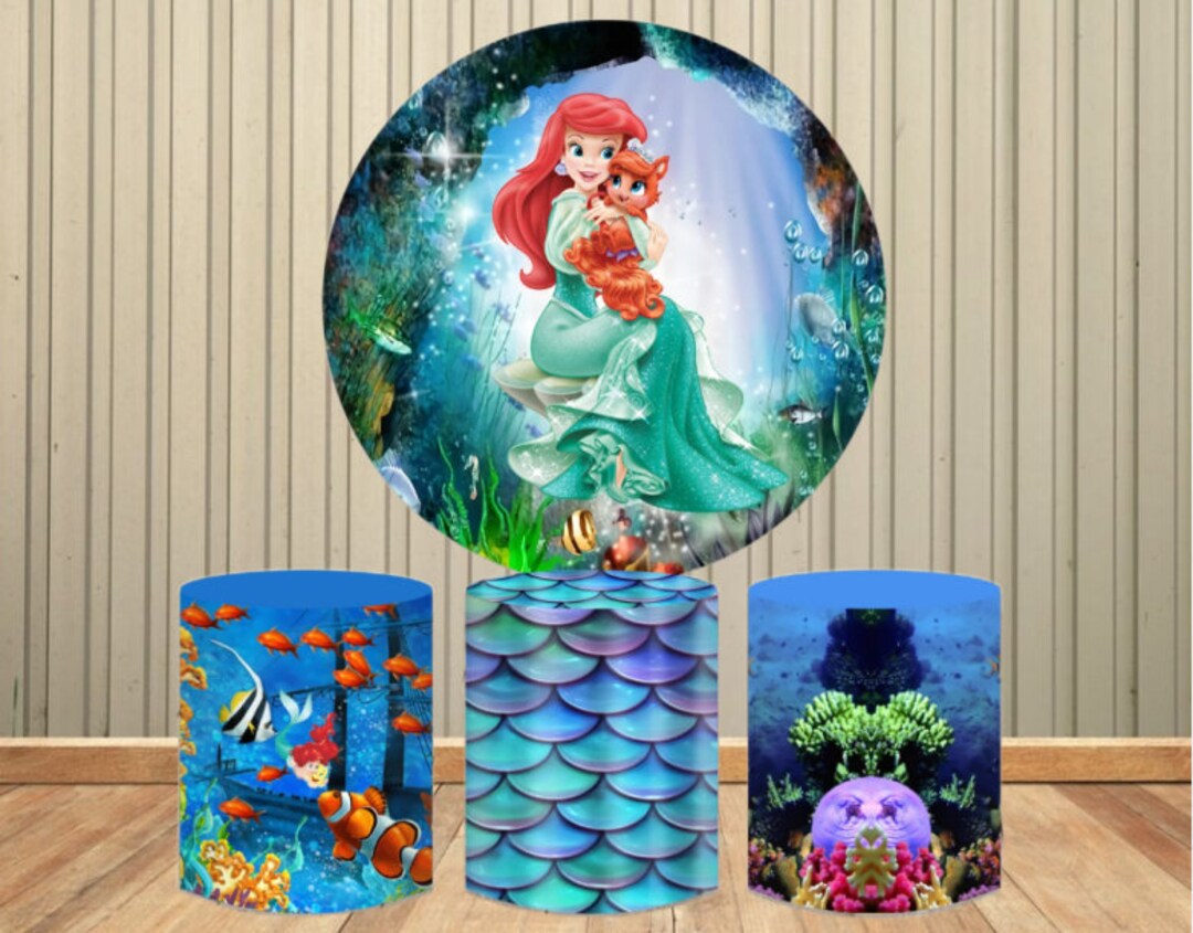 Underwater World Mermaid Ariel Circle Backdrop Princess Girls Birthday ...