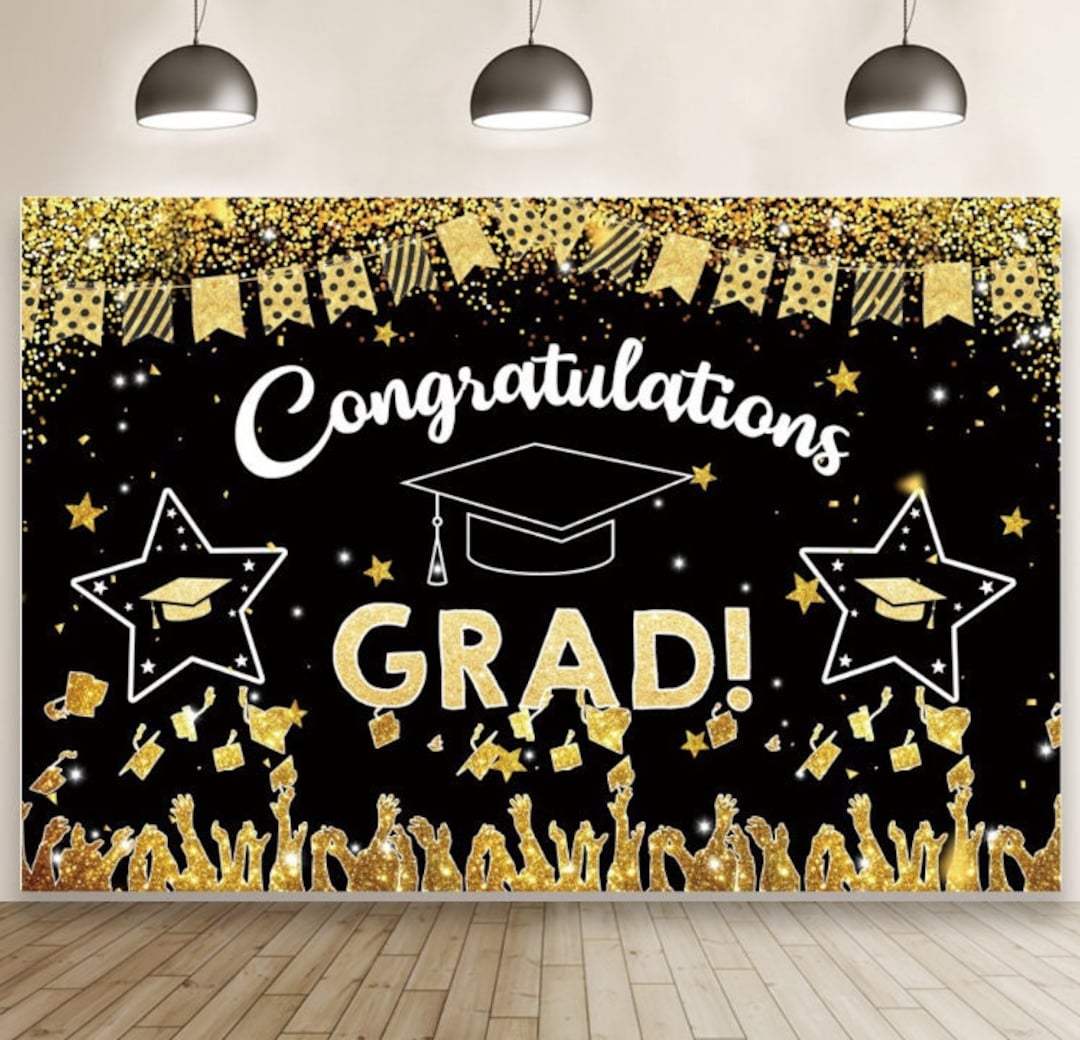 Black Gold 2023 Graduation Party Backdrop, College High School ...