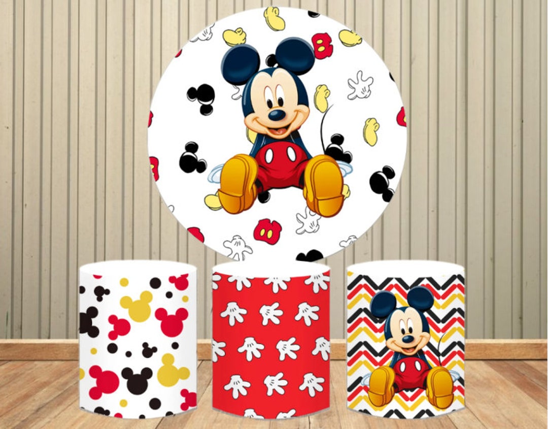 Disney Round Circle Photography Backgrounds Mickey Mouse Kids Birthday ...