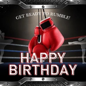 Boxing-themed Happy Birthday Backdrop for Boys Black Birthday Party ...