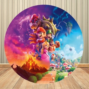 Super Mario Backdrop Party Decoration Round Covers Boys Bros Birthday ...