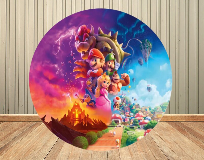 Super Mario Backdrop Party Decoration Round Covers Boys Bros Birthday ...