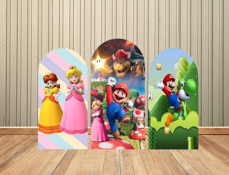 Cartoon Princess Peach Super Mario Bros Double-sided Arch Backdrop Wall ...