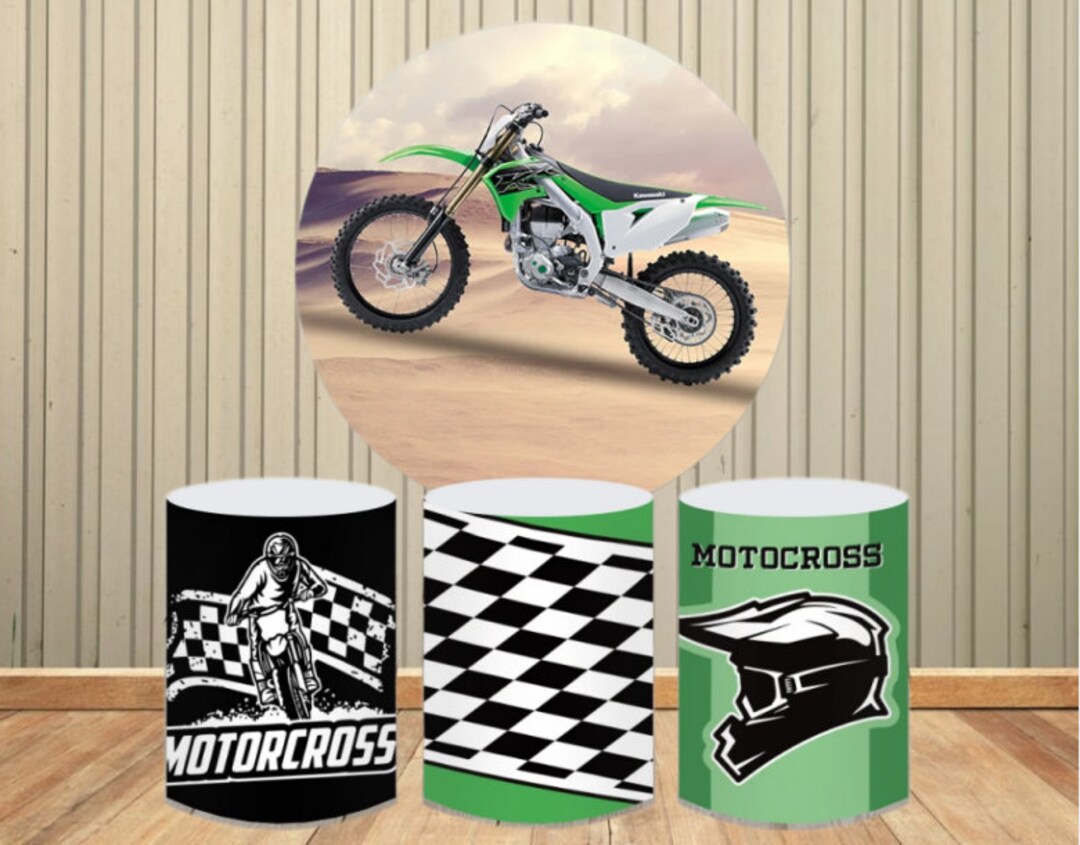 Motorcycle Round Circle Backdrop for Cool Boys Birthday Party Black and ...