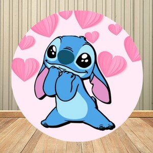 Stitch Pink Round Backdrop Customized Kids Birthday Party Background ...