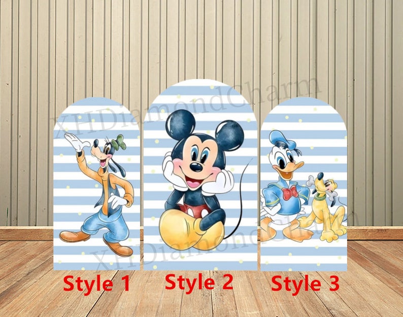 Cartoon Mickey Donald Duck Birthday Arch Cover Backdrop Wall for Kids ...