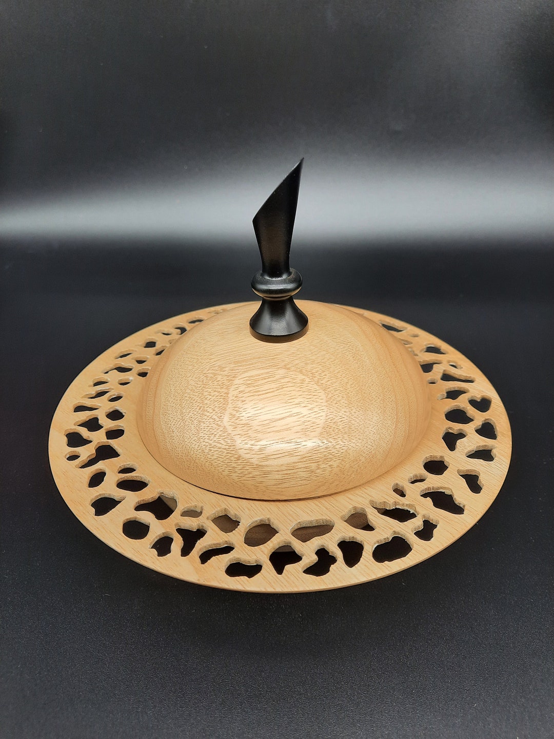 Brand New for 2024 Small LIDDED PERFORATED DISH Hand Turned in Idigbo ...