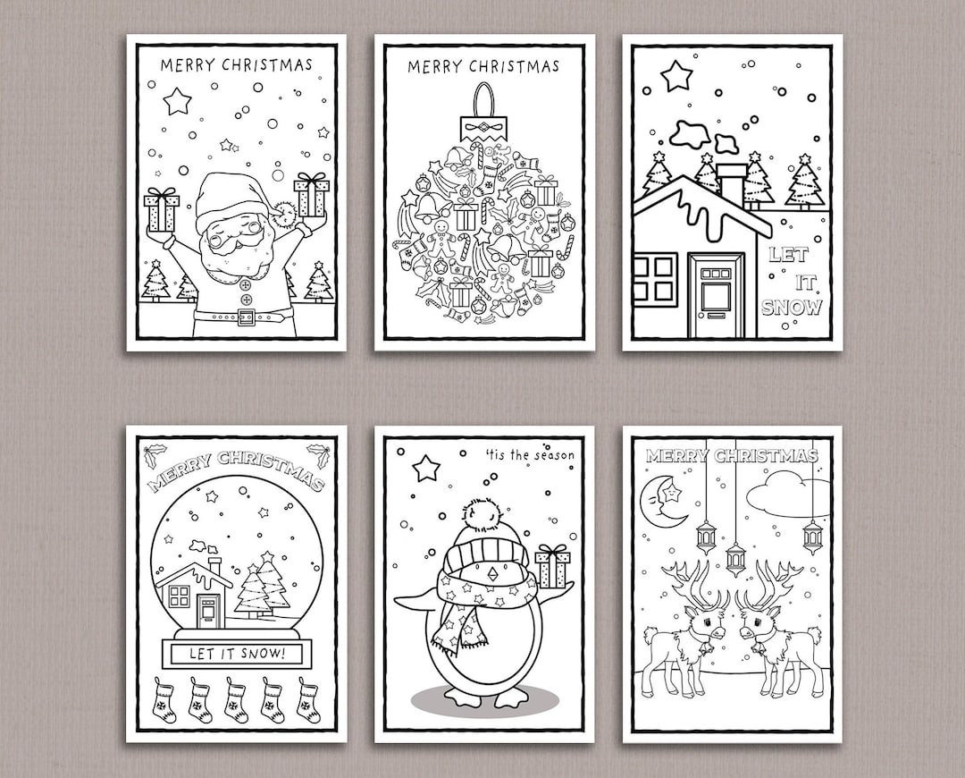 Colouring in Christmas Cards / Children's Christmas Cards - Etsy