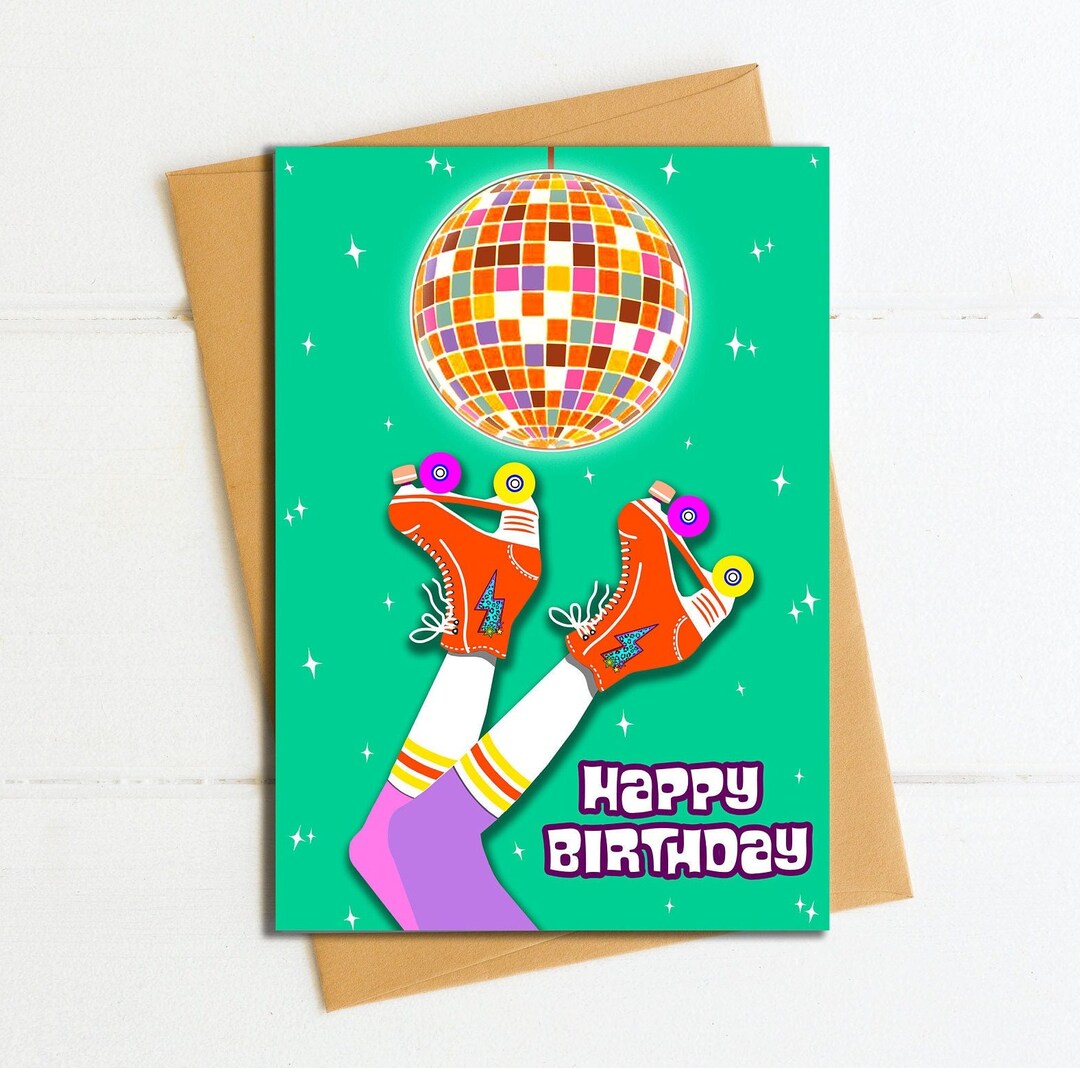 Rollerskating Birthday Card, Happy Birthday Card, Roller Girl Card ...