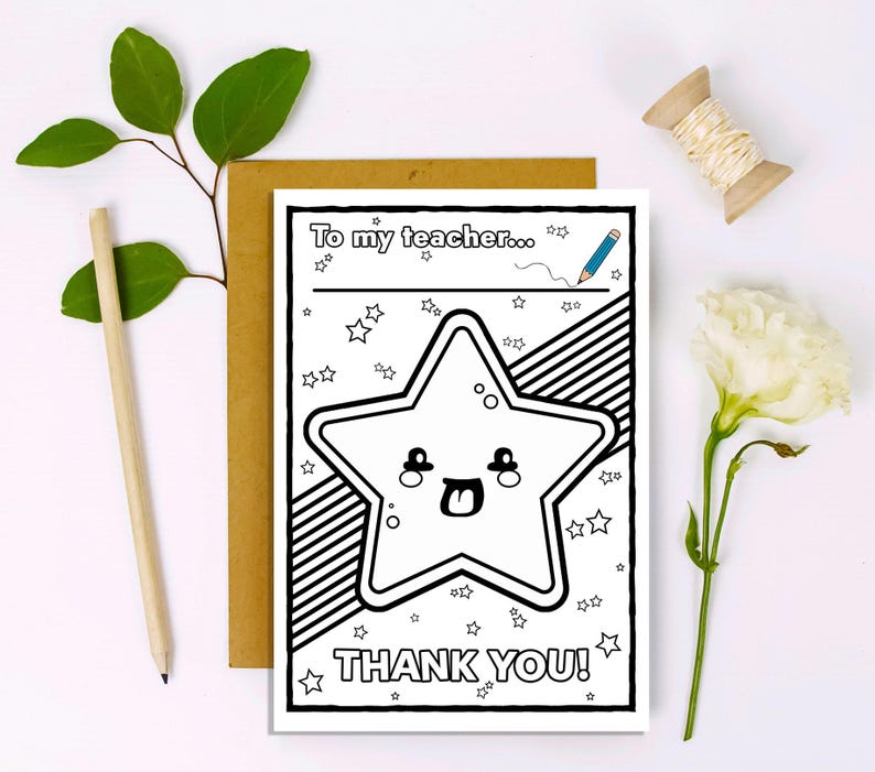 Teacher Appreciation, End of Year Teacher Card, Colour in & Decorate ...