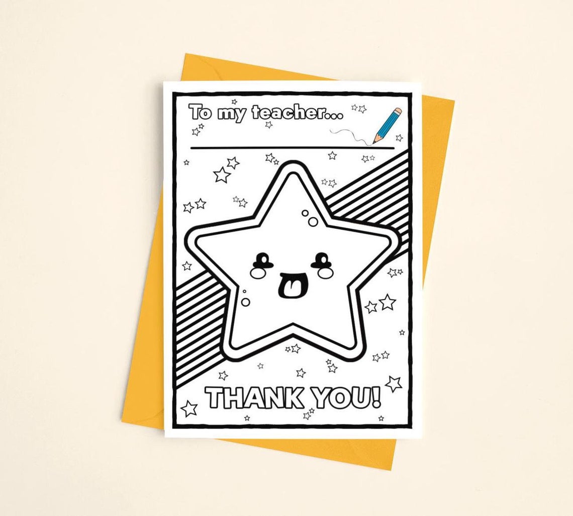 Teacher Appreciation, End of Year Teacher Card, Colour in & Decorate ...