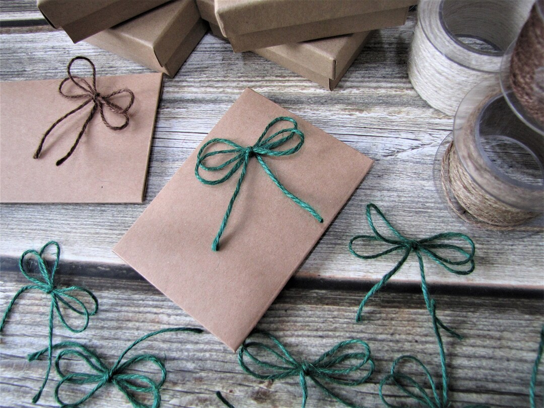50 Pre-tied Jute Twine Double Bows, Emerald Green Bows for Gift ...