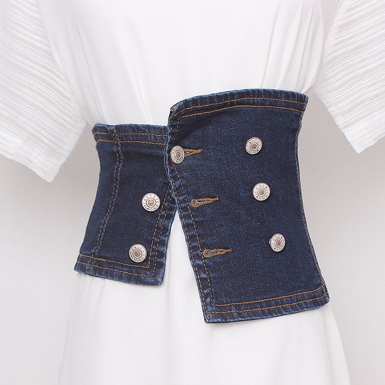 Denim Belt, Rustic Denim Corset Belt, Denim Elastic Waist Belt, Waist ...