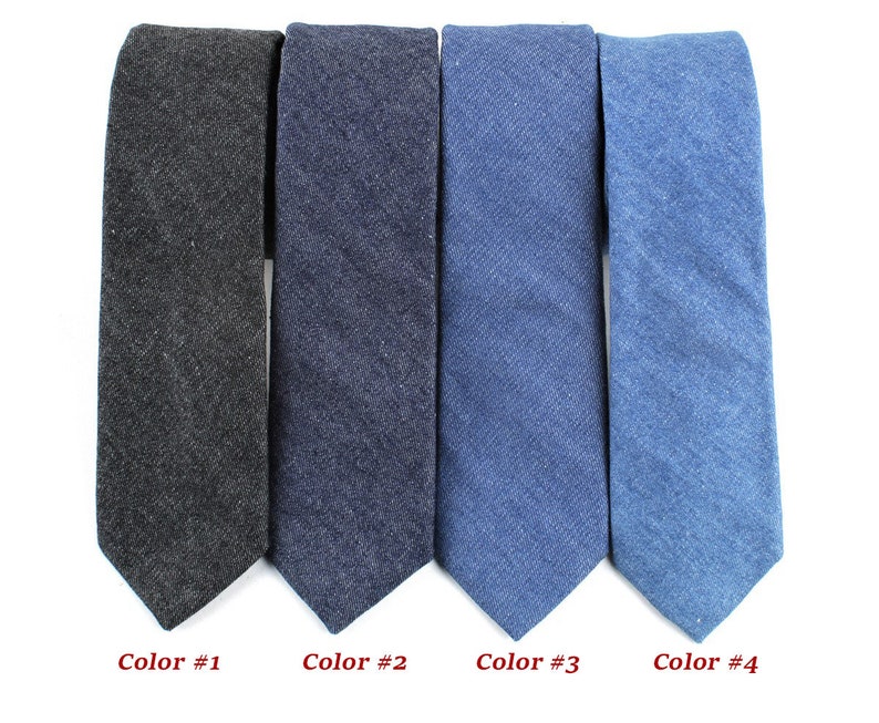 Rustic Denim Necktie for Men, Black / Blue Denim Necktie, Boho Denim ...