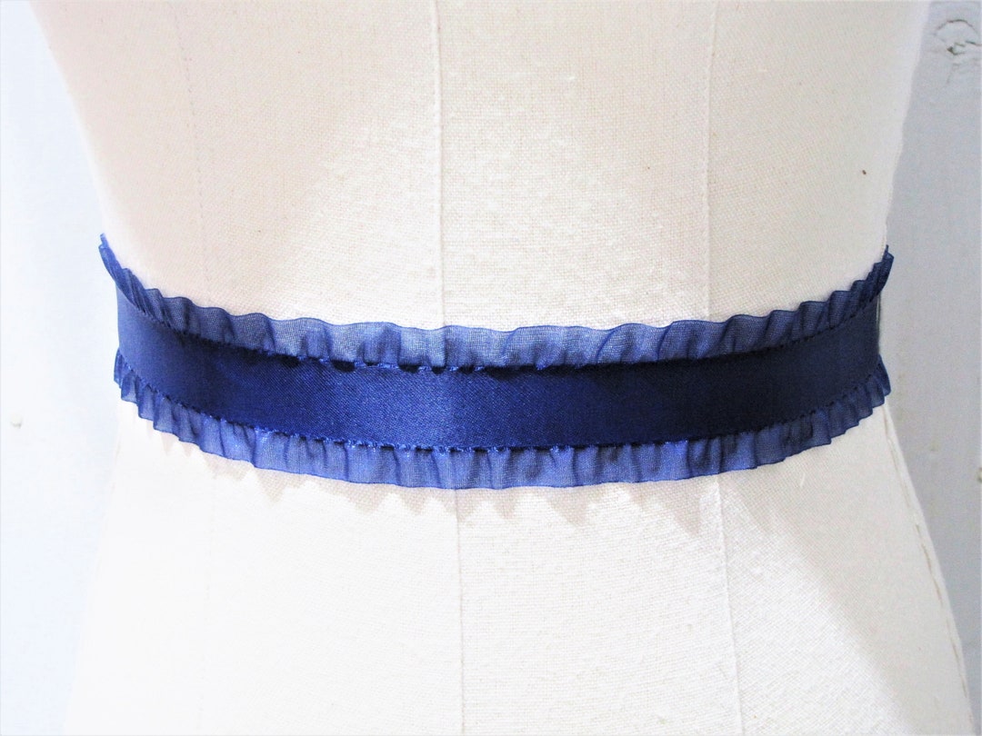 Double Faced Navy Blue Sash, Sash Belt, Navy Blue Organza Sheer Sash ...
