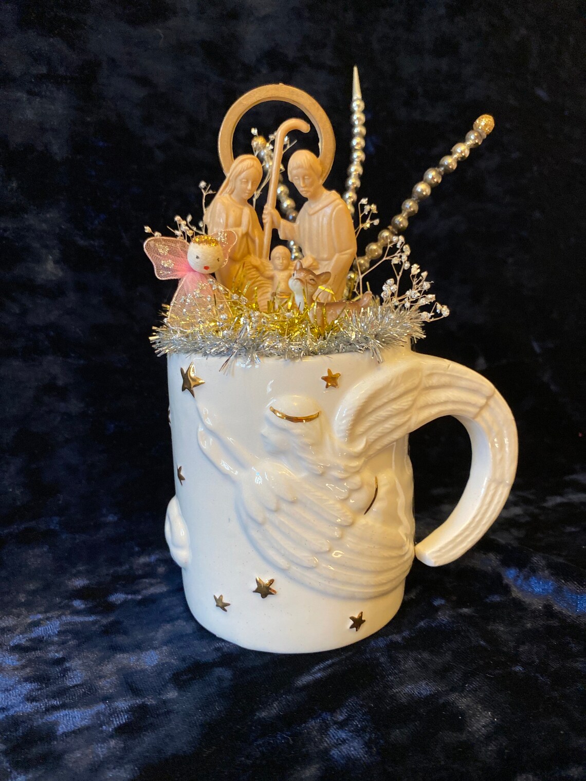 Angel Mug Holding Nativity Pink Angel and Fawn - Etsy