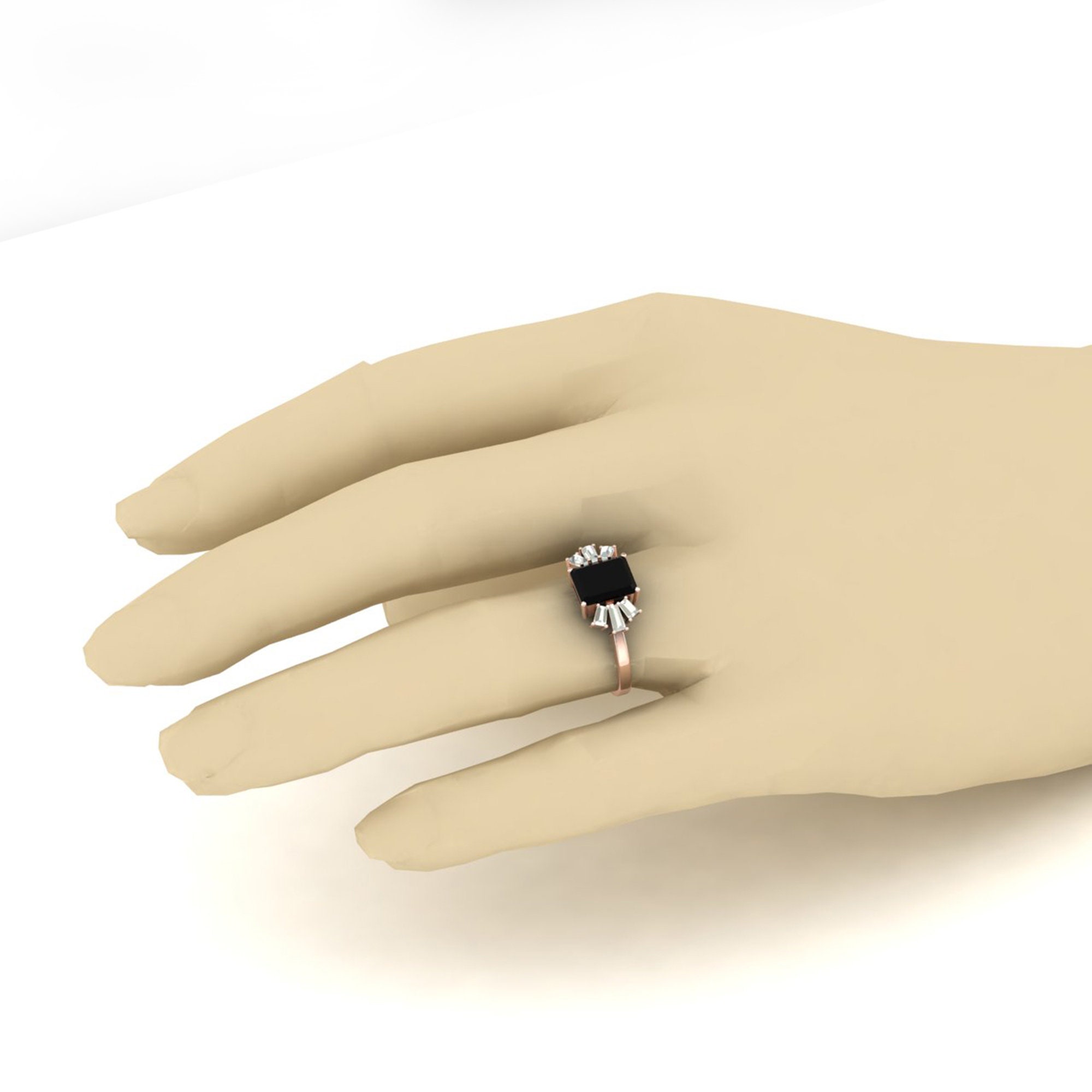 Black Onyx Emerald Cut Onyx Ring 14K Gold Onyx Engagement - Etsy