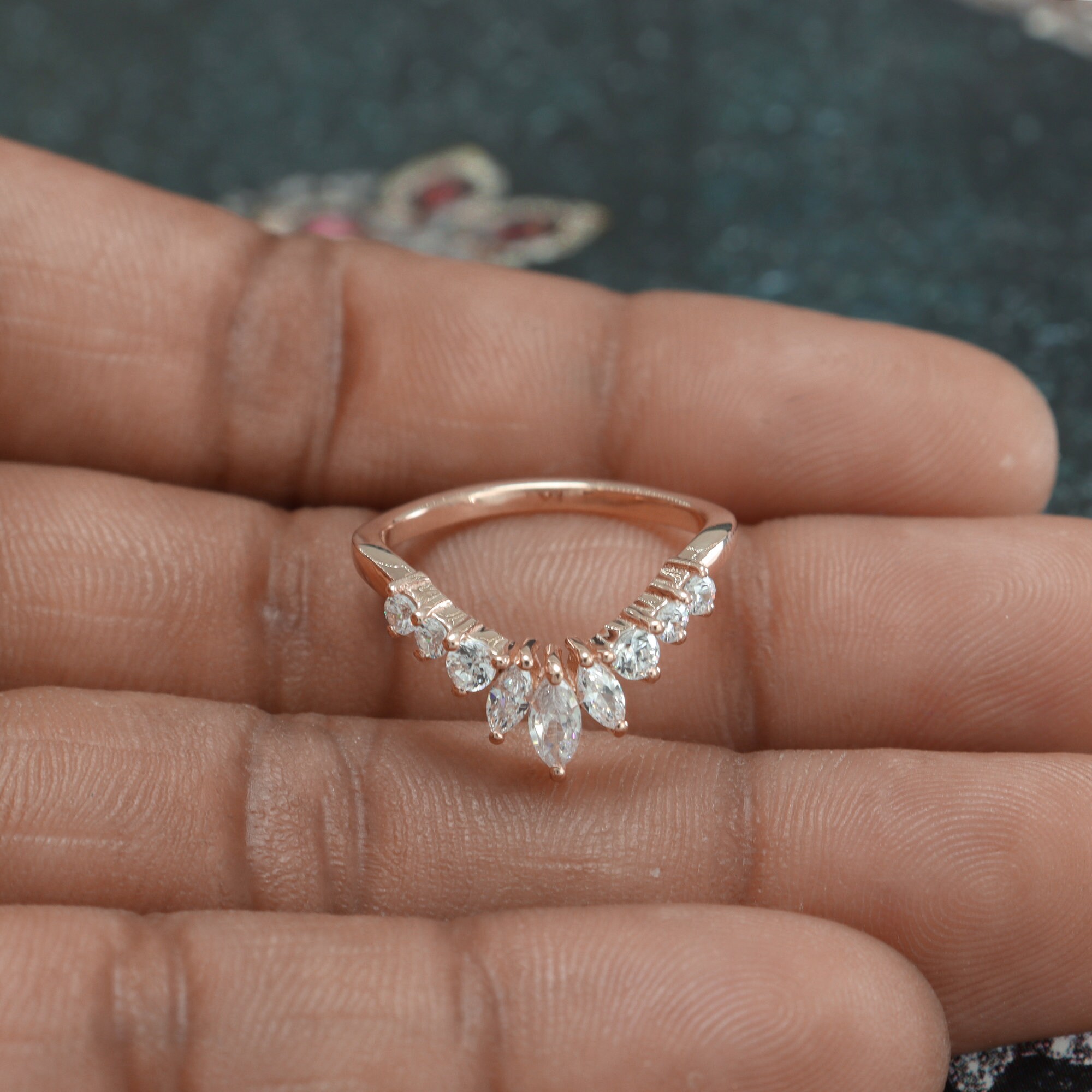 Crown RingsStacking RingsCurved RingsEngagement | Etsy