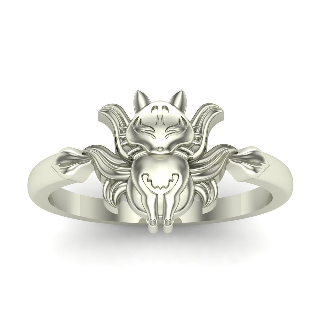 925 Sterling Silver Fox Ring, Annimal Band Ring, Yellow Micron Fox Ring ...