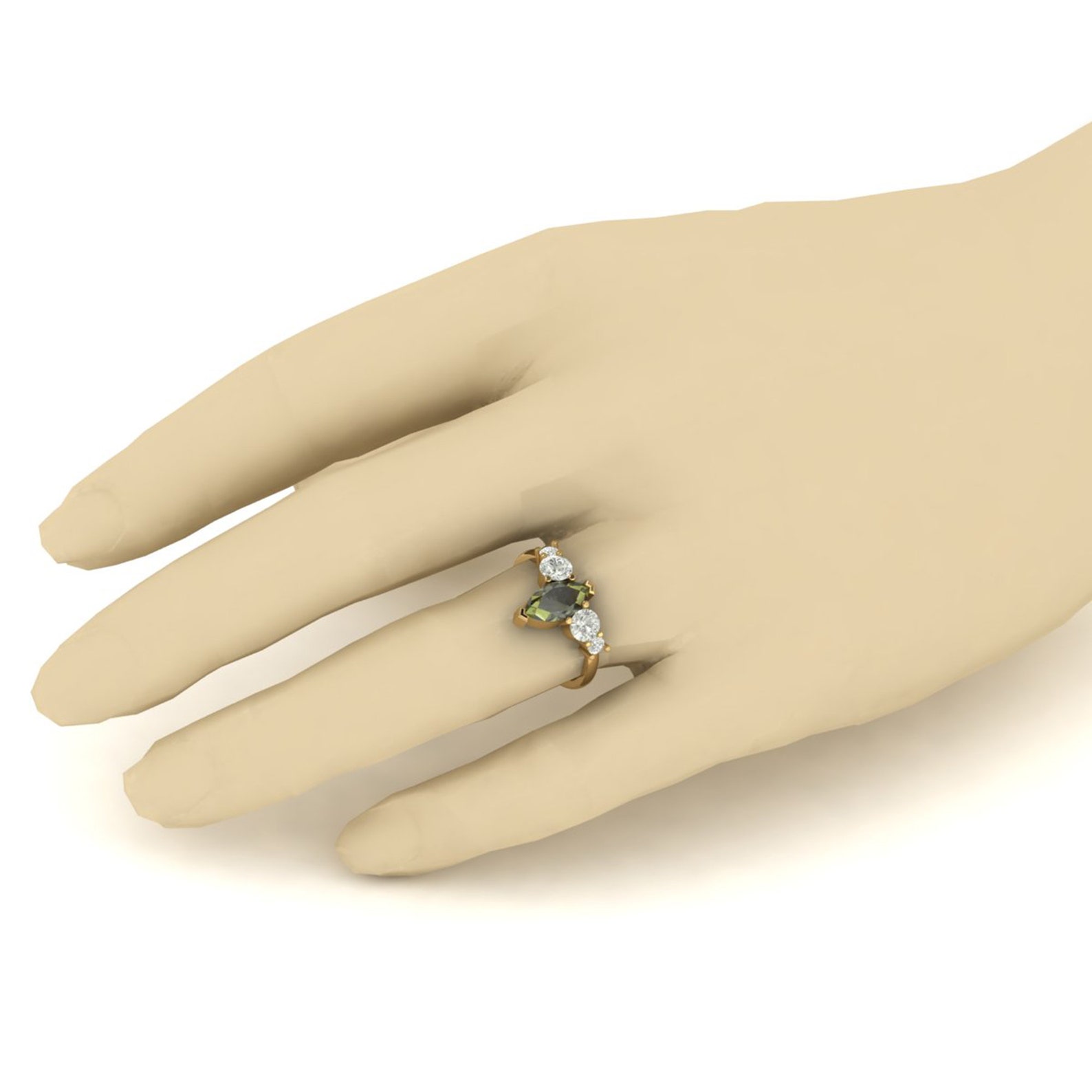 14K Yellow Gold Moldavite Unique Engagement ring Personal | Etsy