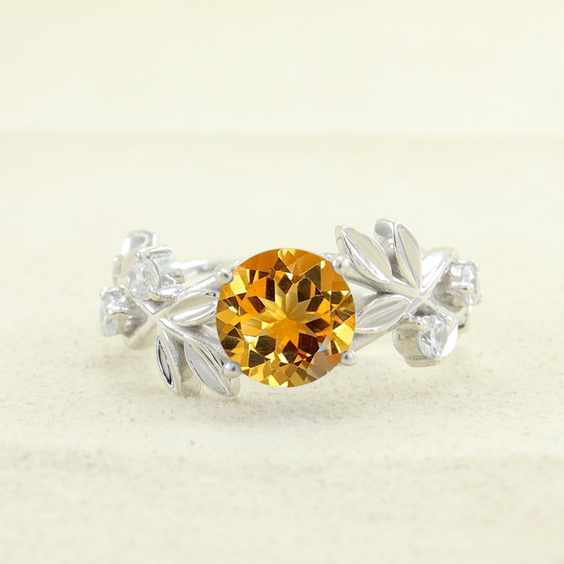 November Birthstone Ringaa Citrine Ringleaf Ringnature - Etsy