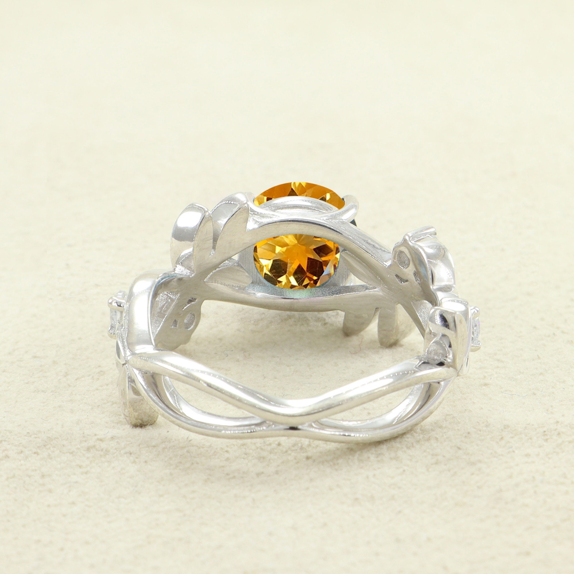 November Birthstone RingAA Citrine ringLeaf RingNature | Etsy