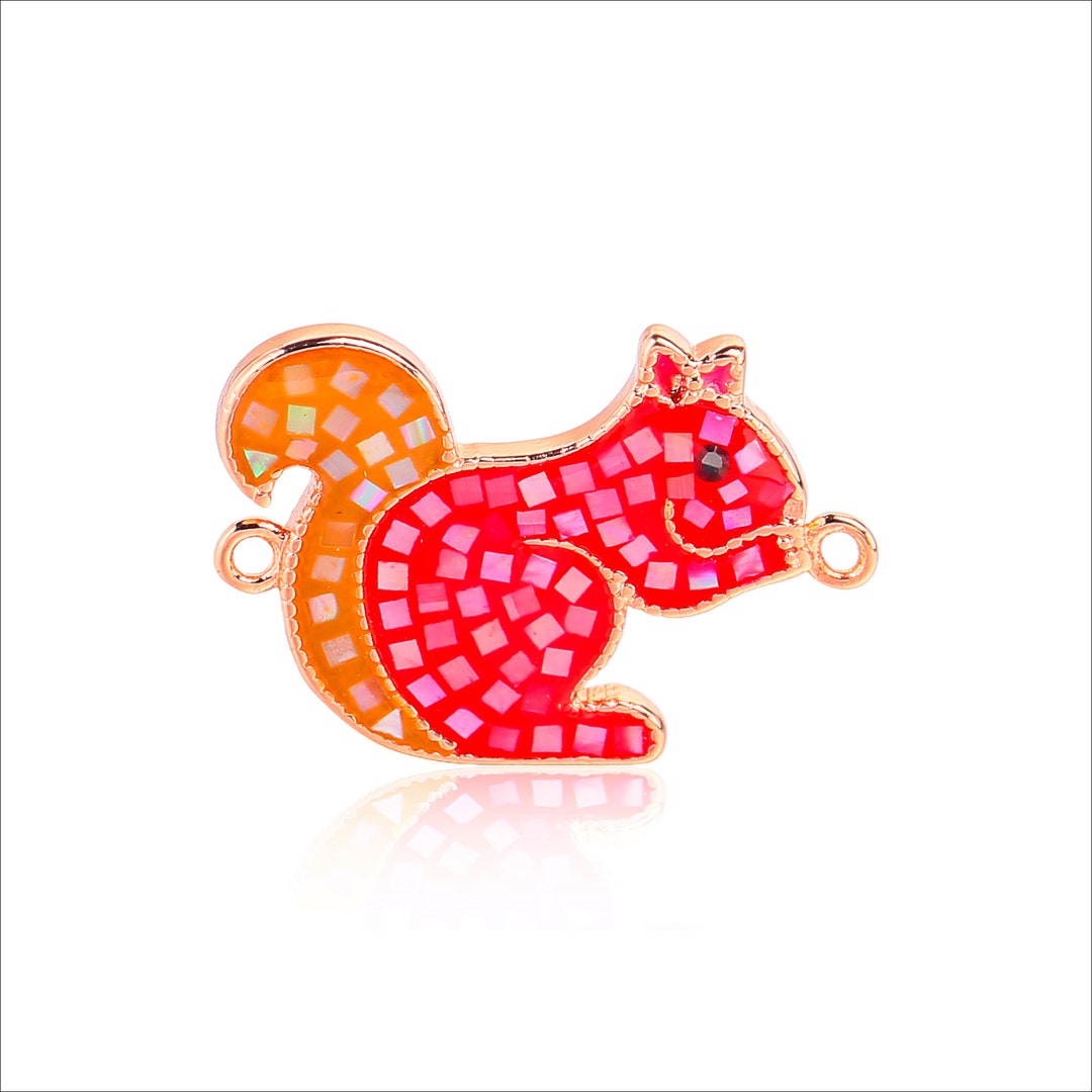 Free Shipping 6 Pcs Gold Enamel Squirrel Charm Connectors for Diy ...