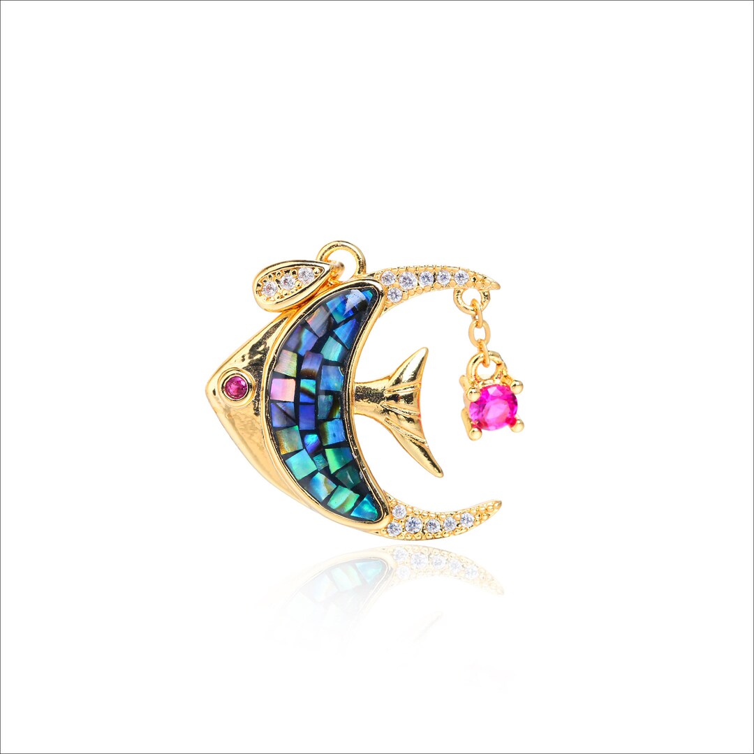 CZ Pave Gold Fish Charm: Abalone Shell Bead (6 Pcs) - Etsy Australia