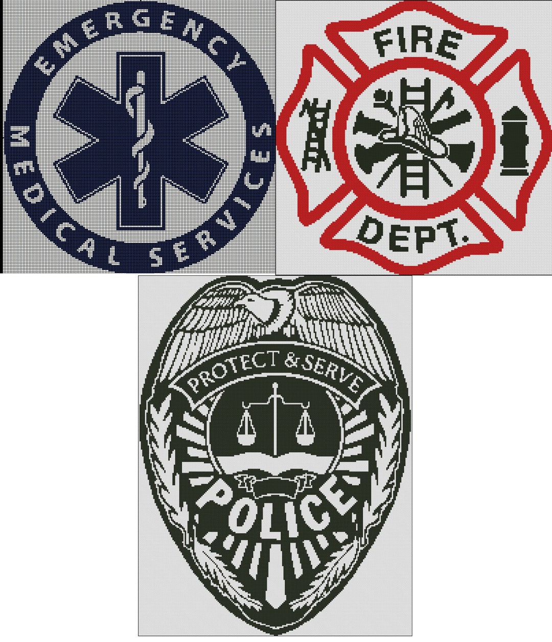 First Responder Set Cross Stitch Patterns - Etsy